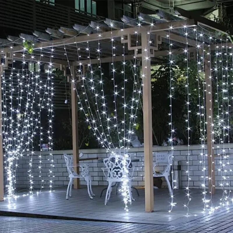 Светодиодная Гирлянда На USB-питании Для Окон С Пультом White lights, 3M(W)X3M(H) 300 LEDS