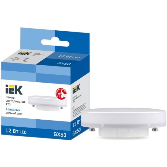 Светодиодная лампа Iek T75 таблетка 12Вт 230В 6500К GX53, LLE-T80-12-230-65-GX53