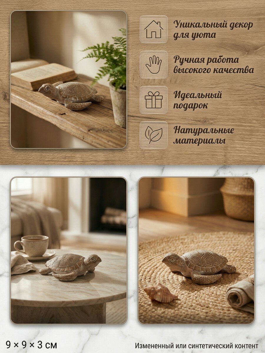 Фигурка декоративная "Черепаха", L9 W9 H3 см