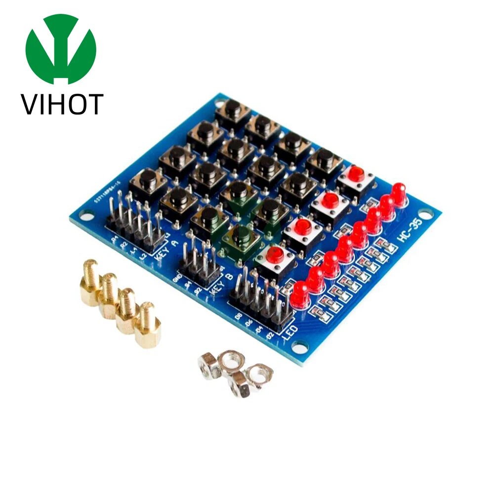 1 шт. матричная клавиатура для модуля Arduino, 16 клавиш, кнопочный переключатель, панель клавиатуры 4*4, Tasten, 8 светодиодов, аксессуар, набор «сделай сам»