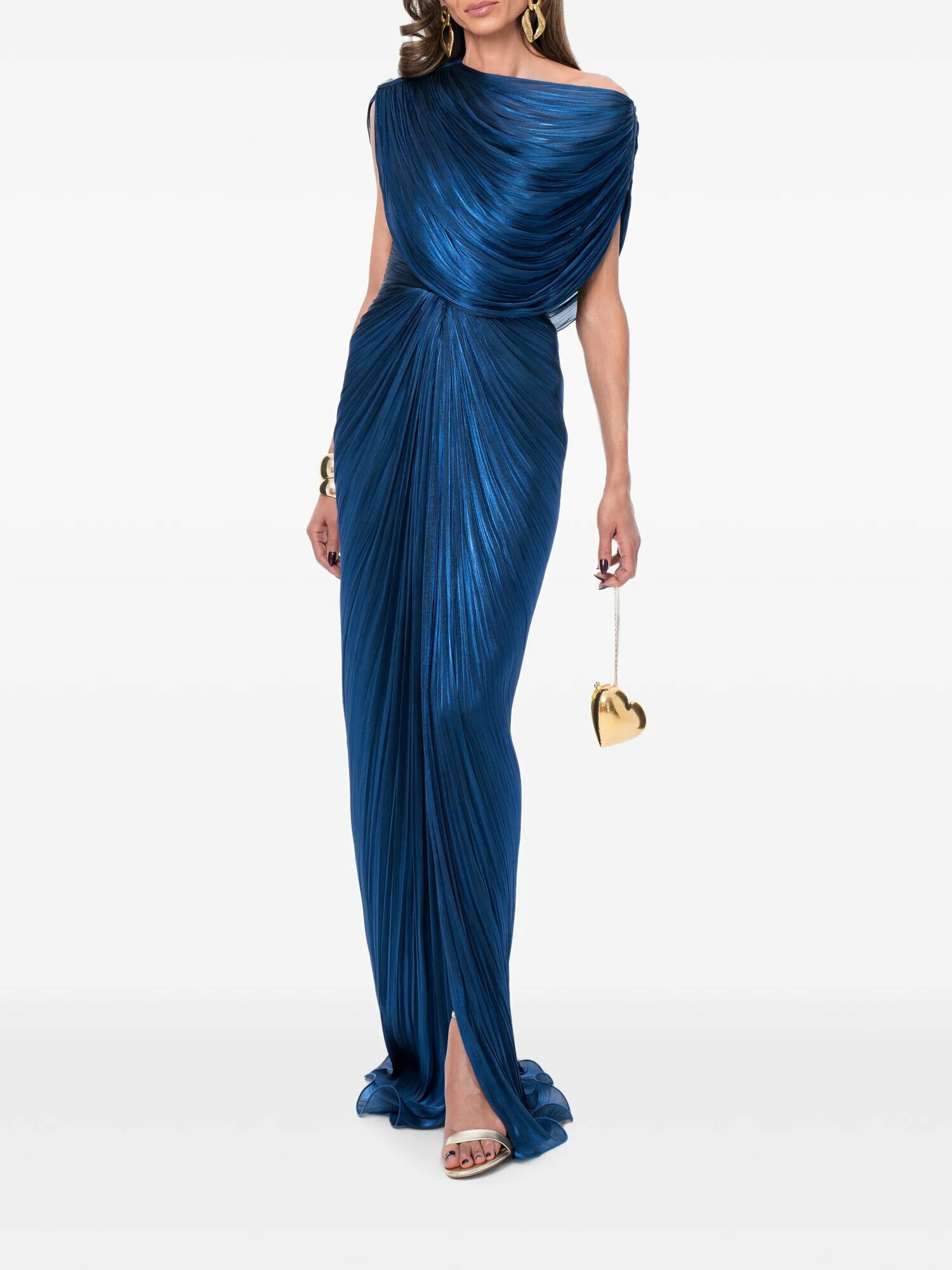 Платье ANA RADU Draped plissé-effect maxi dress, размер XS — фото 1