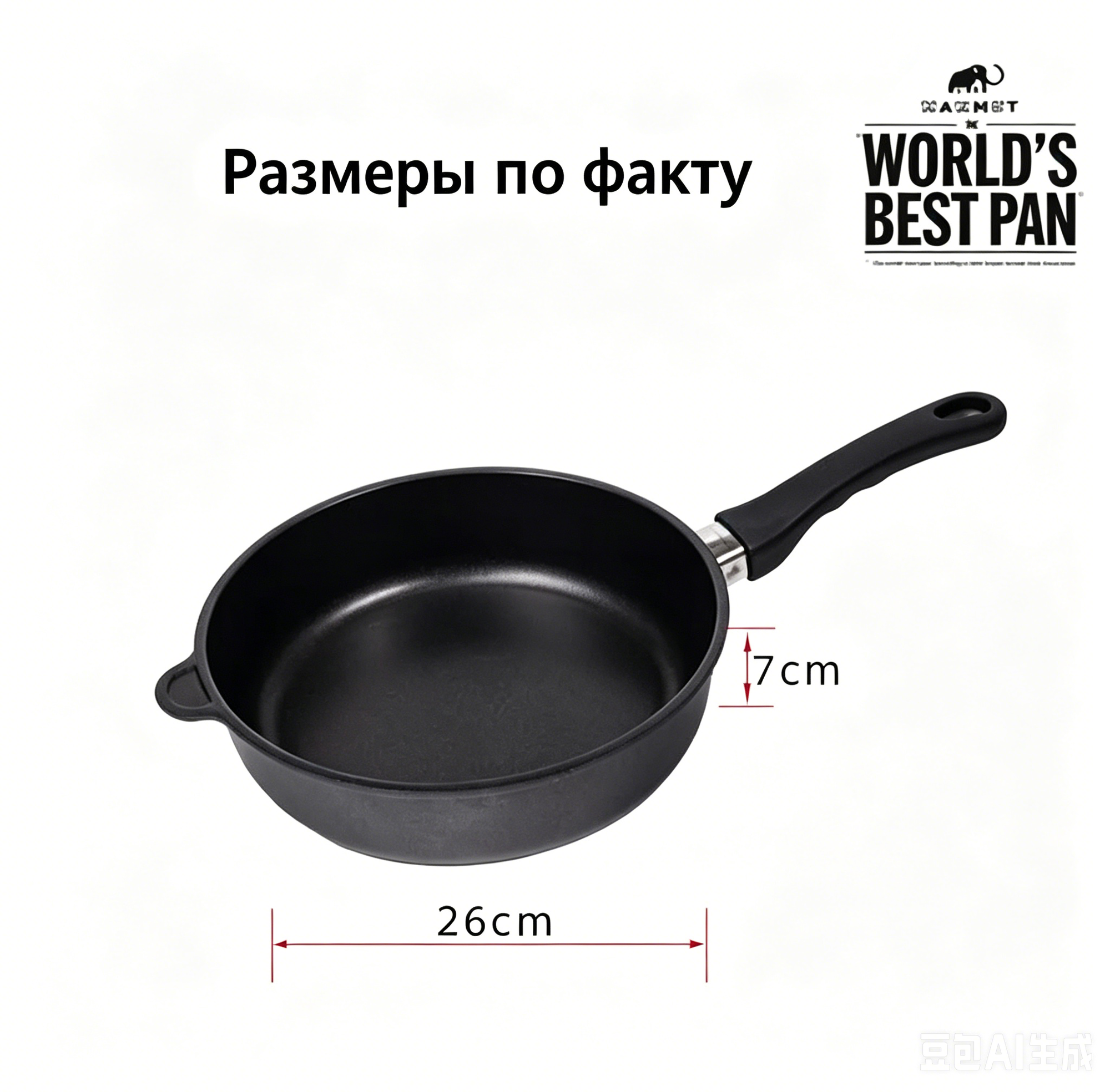 AMT Сковорода крышка круглая 26 см, 26 см, без крышки, с фиксированной ручкой