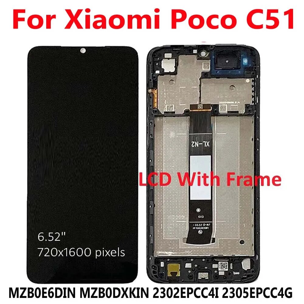 Оригинальный ЖК-дисплей LTPro 6,52 дюйма для Xiaomi Poco C51 IPS, сенсорная панель, дигитайзер с рамкой в сборе, сенсорный экран для телефона Pantalla
