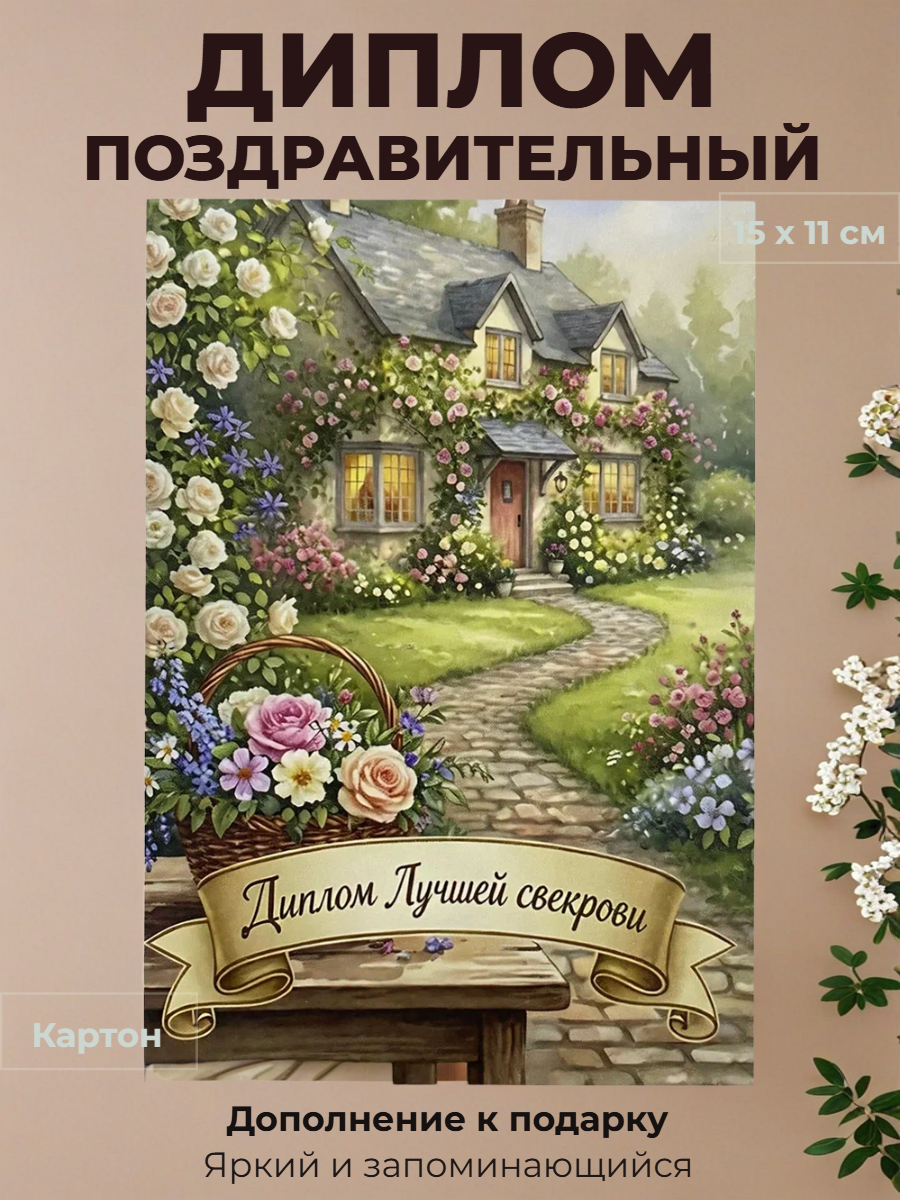 Подарочный диплом для награждения "Лучшей свекрови", 110 х 160 мм