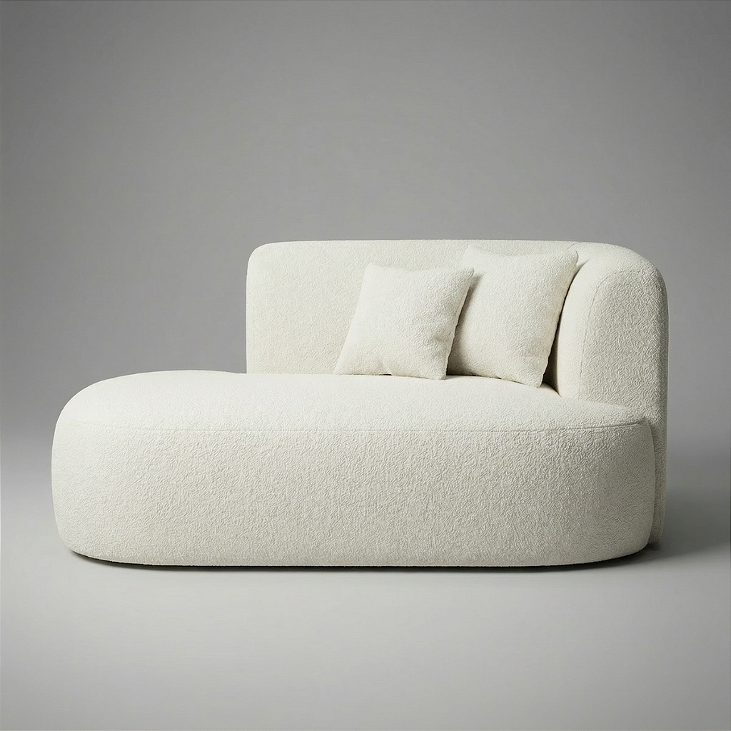 Диван Sofa Cloud, 160×88×69 см, белый, ткань букле, эргономичная посадка  —  для гостиной, офиса, фотостудии — фото 1