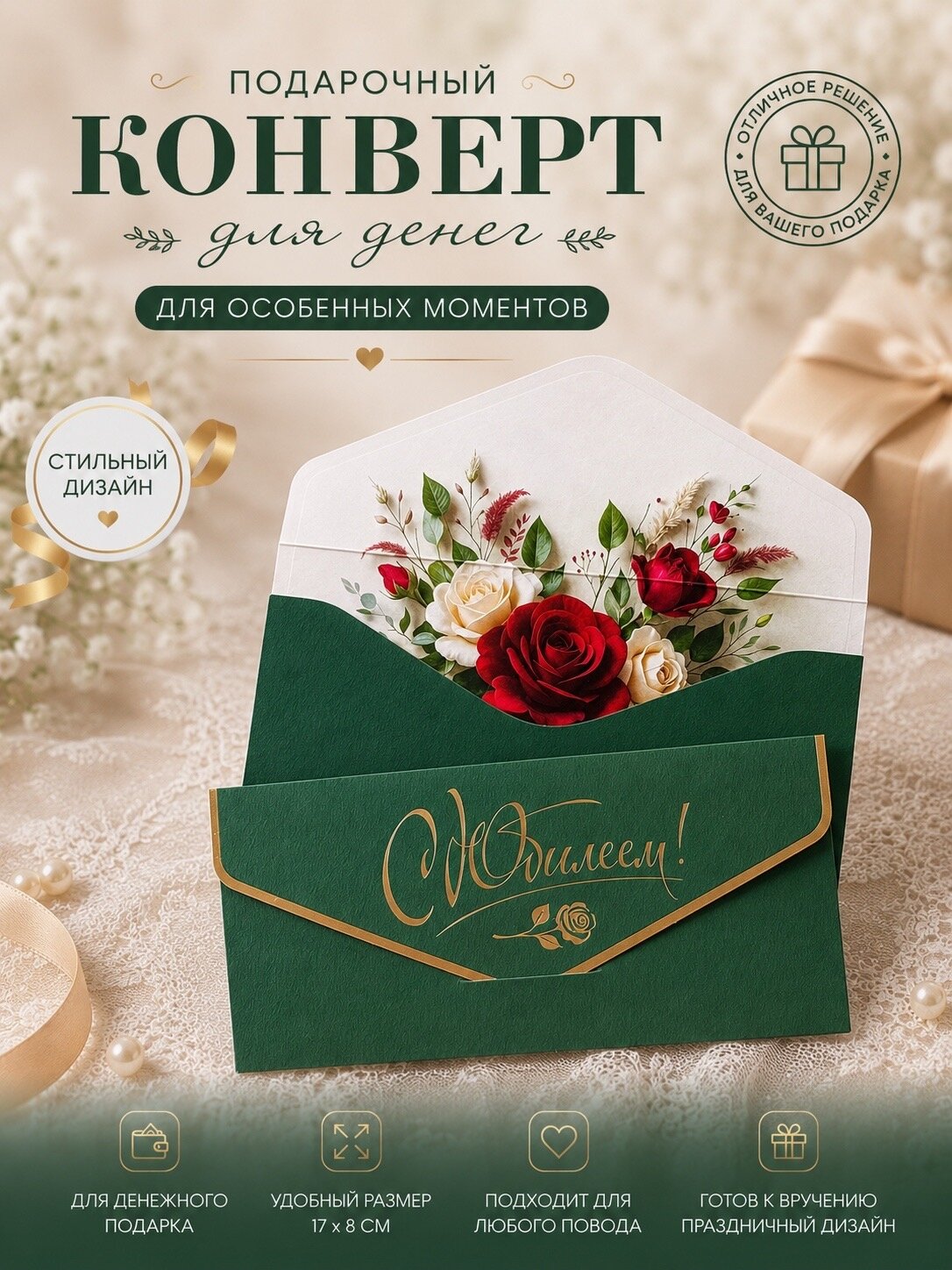 Конверт для денег " С Юбилеем! "
