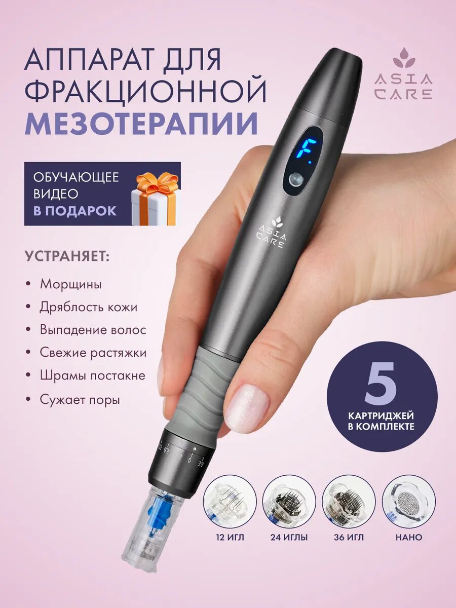 Мезоручка для подтяжки лица от морщин, аппарат для фракционной мезотерапии AsiaCare, серый