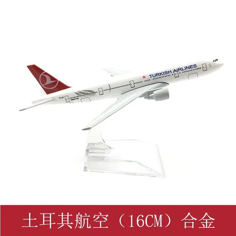 Металлическая модель самолета Boeing 777 Turkish Airlines, 16 см, масштаб 1400