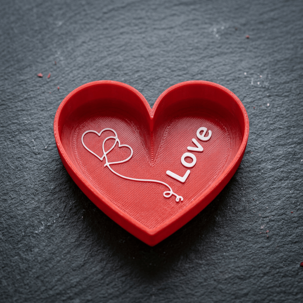 Лоток для украшений в форме сердца с сердечным рисунком и надписью «LOVE», красный, 1 шт.