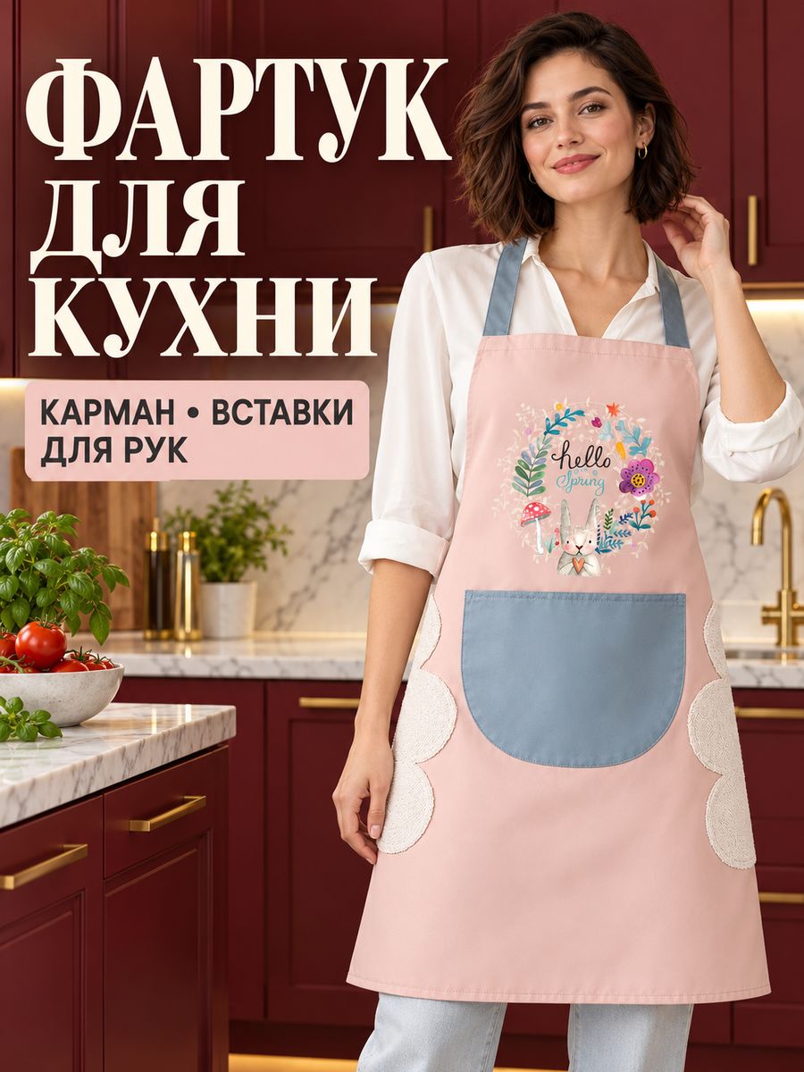 Фартук кухонный с карманом, непромокаемый передник для готовки и выпечки
