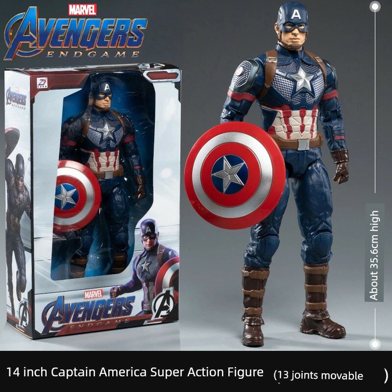 14-дюймовая крупная фигурка Капитана Америки из Marvel Avengers с 13 подвижными суставами, высота 36 см, съемным щитом