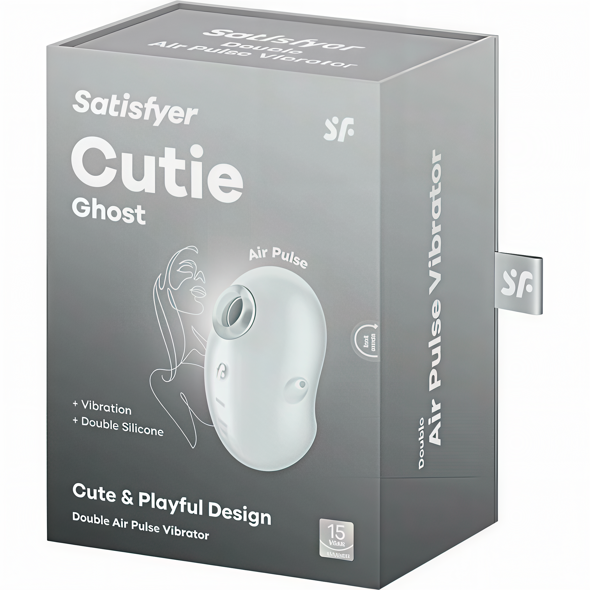 Вакуум-волновой стимулятор клитора с вибрацией Satisfyer Cutie Ghost, силикон, белый, 9,1 см
