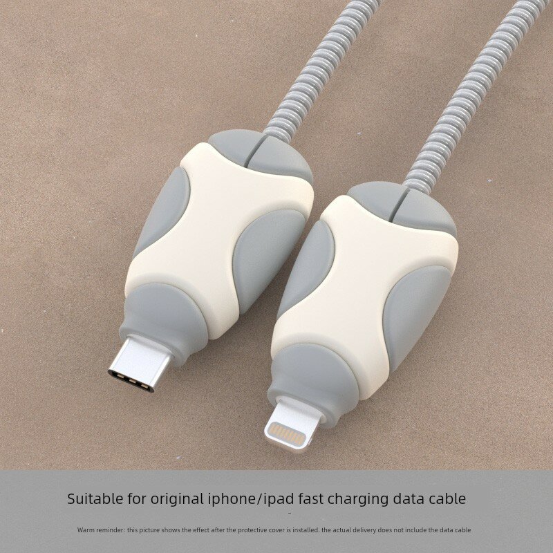 Защитный чехол для кабеля Apple 20W с двойной защитой и 1м антипутаным шнуром, серый цвет, предотвращает износ
