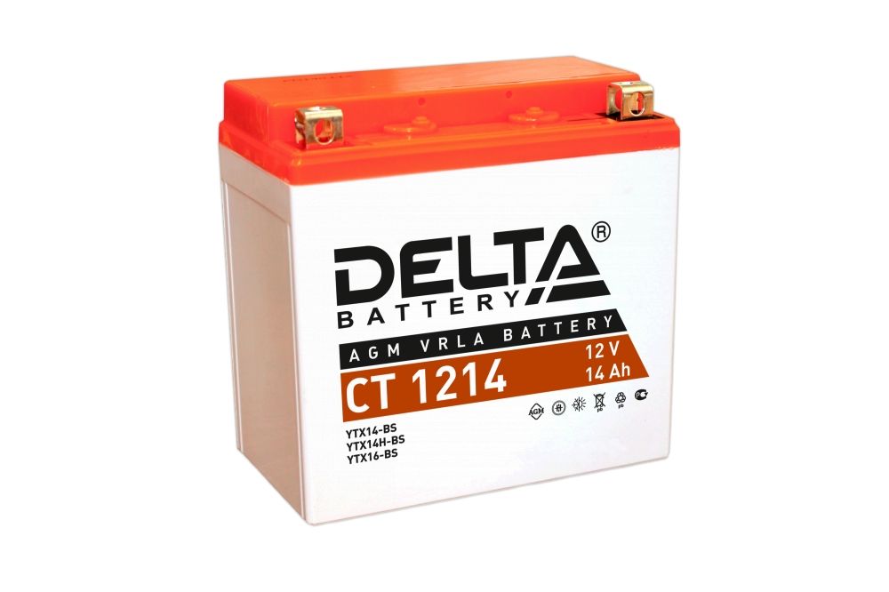 Аккумулятор 12В14Ач DELTA CT1214 (150*86*148мм) (YTX14-BS) (кислот, гермет.) (прямая полярн)