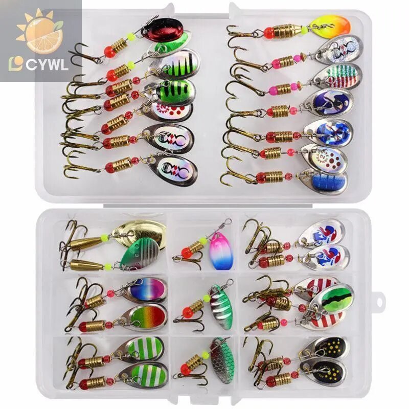 Набор блесен вертушек в коробке. 30 штук.