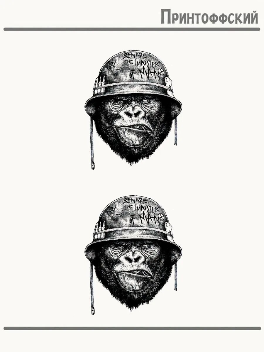 2-е (Две) Термонаклейки горилла оскал животные сила gorilla
