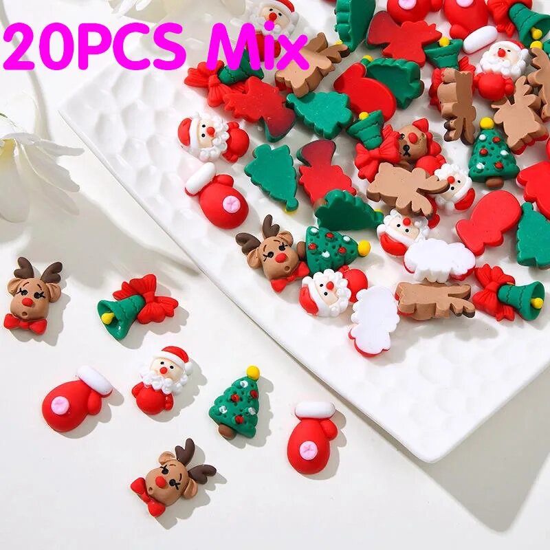 Миниатюрные рождественские фигурки из смолы для рукоделия 20pcs mix