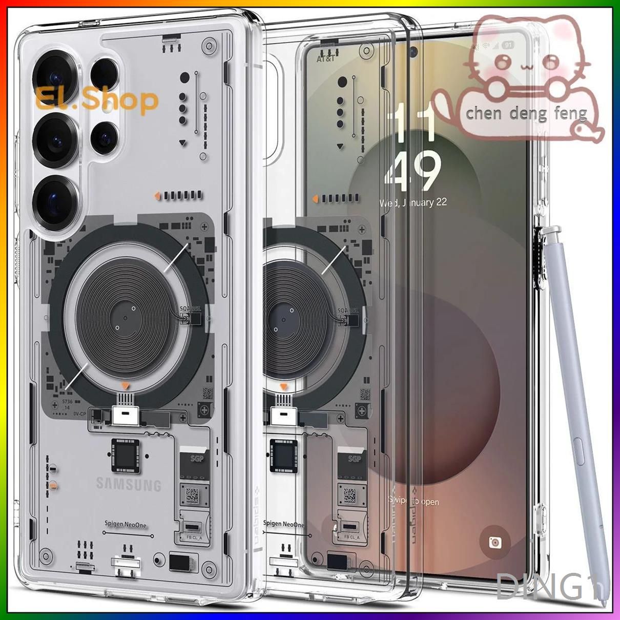 Эксклюзивный чехол Spigen Ultra Hybrid MagSafe для Samsung Galaxy S25 Ultra, модель ACS08959, в белом цвете с дизайном Neo One