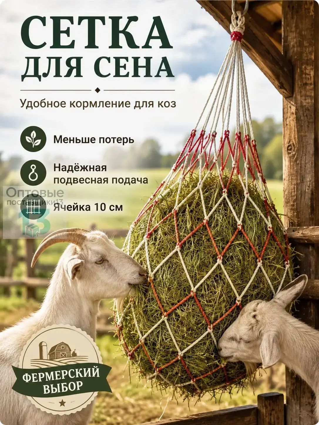 Сетка для сена 120 см, профессиональный рептух для кормления лошадей, овец, коз, медленная кормушка, 10 см ячейка