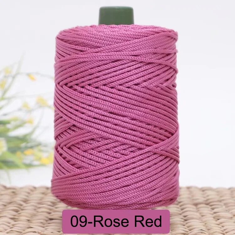 Цветная полиэфирная пряжа для макраме и вязания 3мм Розовый, 09-Rose Red