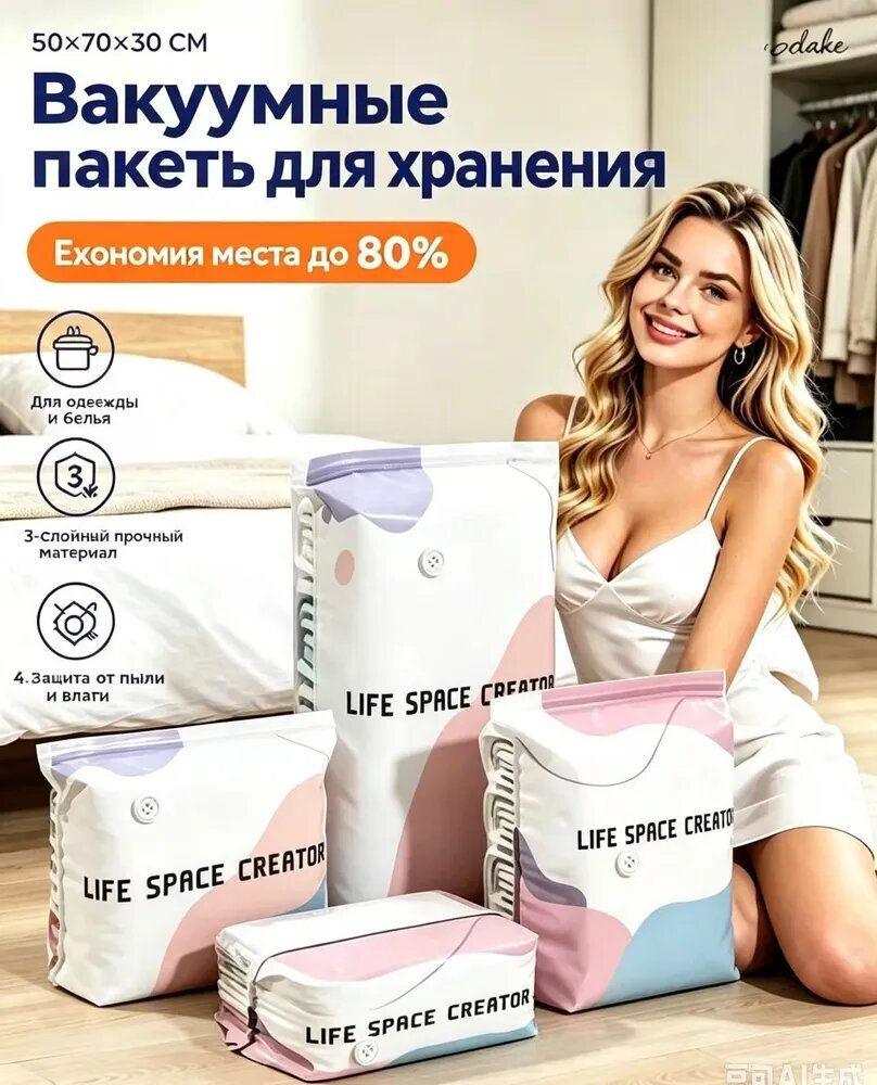 Сумка для хранения вакуумного компрессионного мешка zheze50x70x30cm