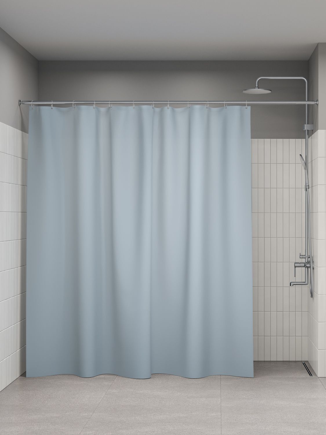Штора для ванной комнаты и душа IDDIS, 240x200 см, тканевая, водонепроницаемая, полиэстер, с кольцами, BL06P24i11