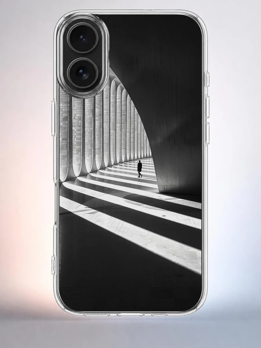 Чехол iPhone 16 аркада колонны свет силиконовый