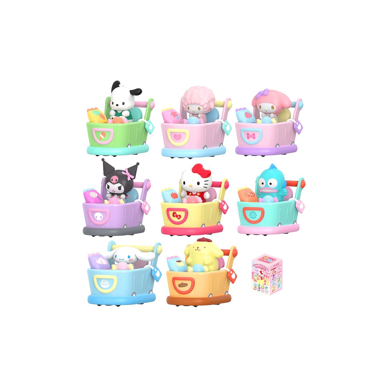 MOETCH Санрио Bumper Snack Cart Веселье Hello Kitty Слепые коробки 1 слепая коробка Цельная коробка 8 шт