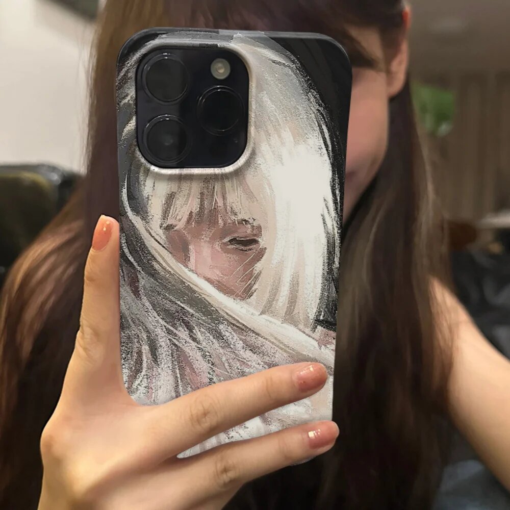 Чехол на iPhone 14 Pro "Девушка с белыми волосами"