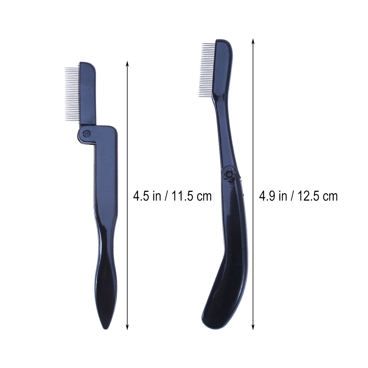 2pcs Расческа Для Бровей Складная Пластиковый Ручка Нержавеющая Сталь Black