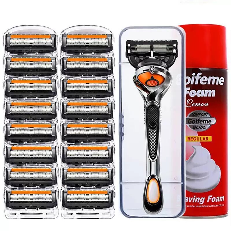 Немецкий резак с ручкой + 16 лезвий для системы бритья Gillette Fusion5, премиальный набор для безопасной бритья