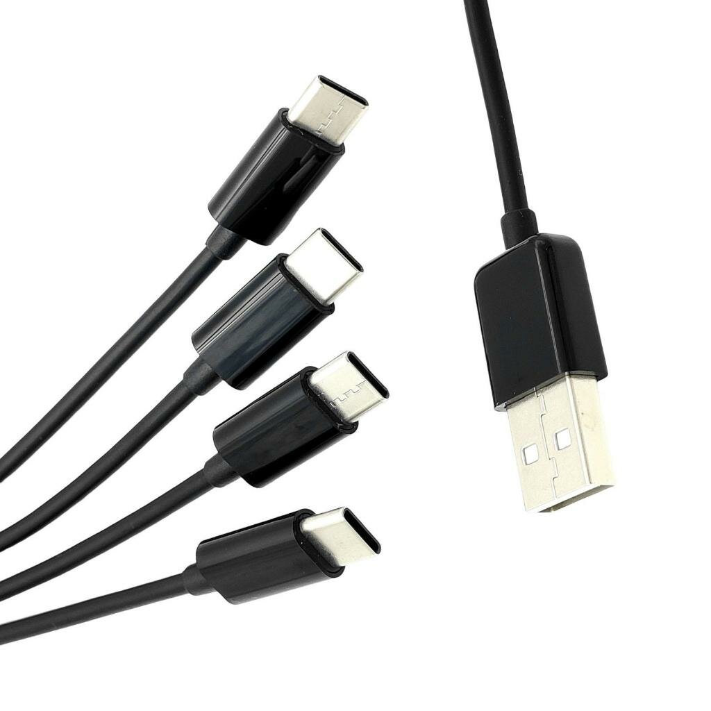 USB-USB-C разветвитель 0,5 м, 4 устройства, Черный