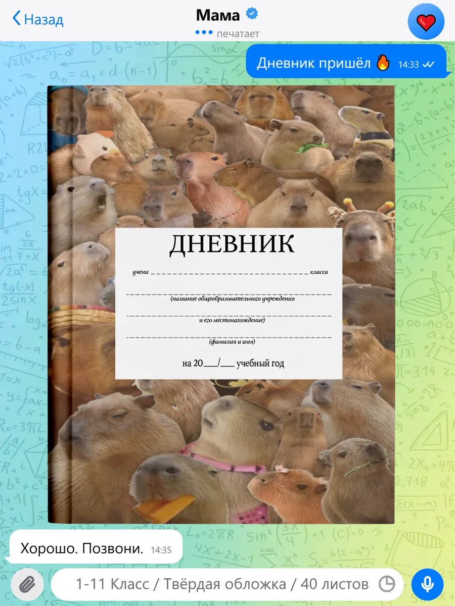 Школьный дневник с принтом Аниме
