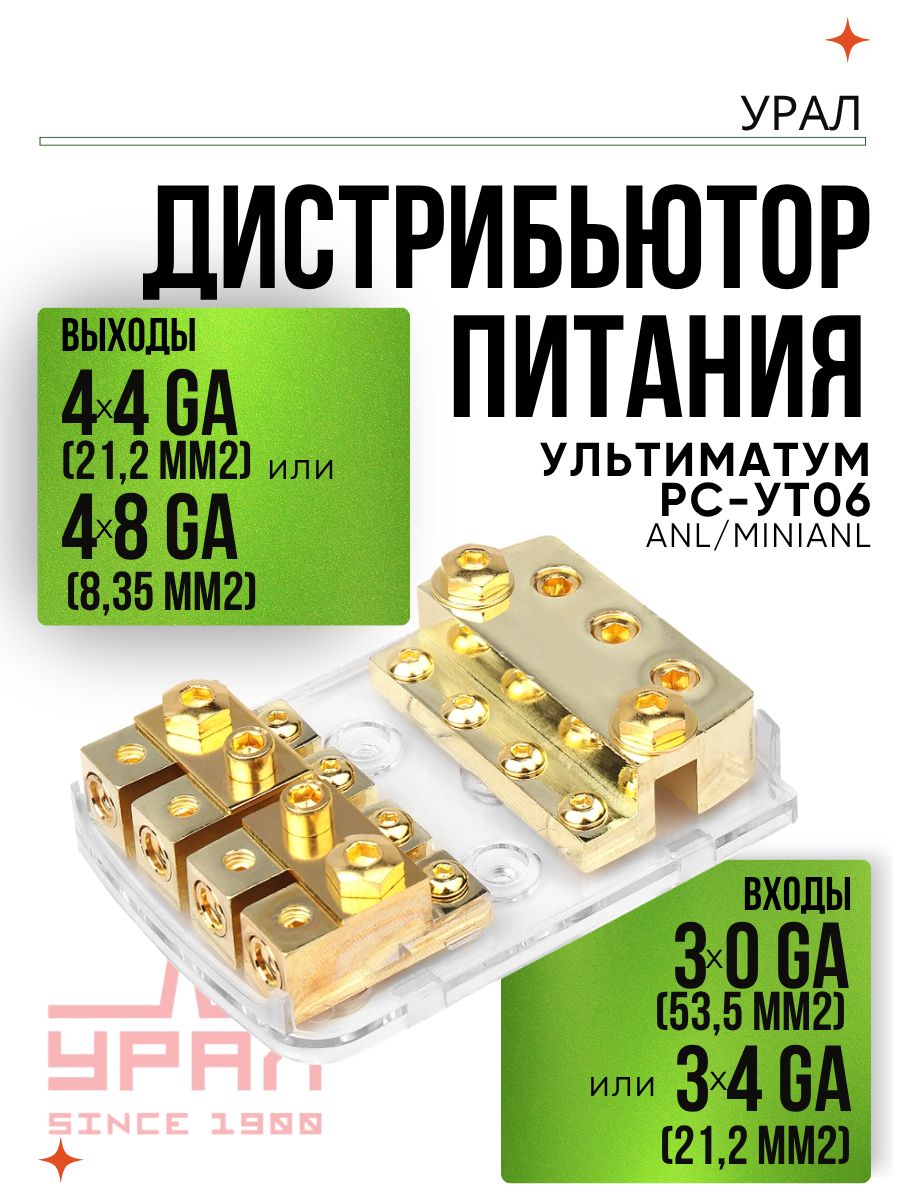 Дистрибьютор питания Ural РС-УТ06 MINI/ANL (0GAx3/4GAx3 -> 4GAx4/8GAx4)