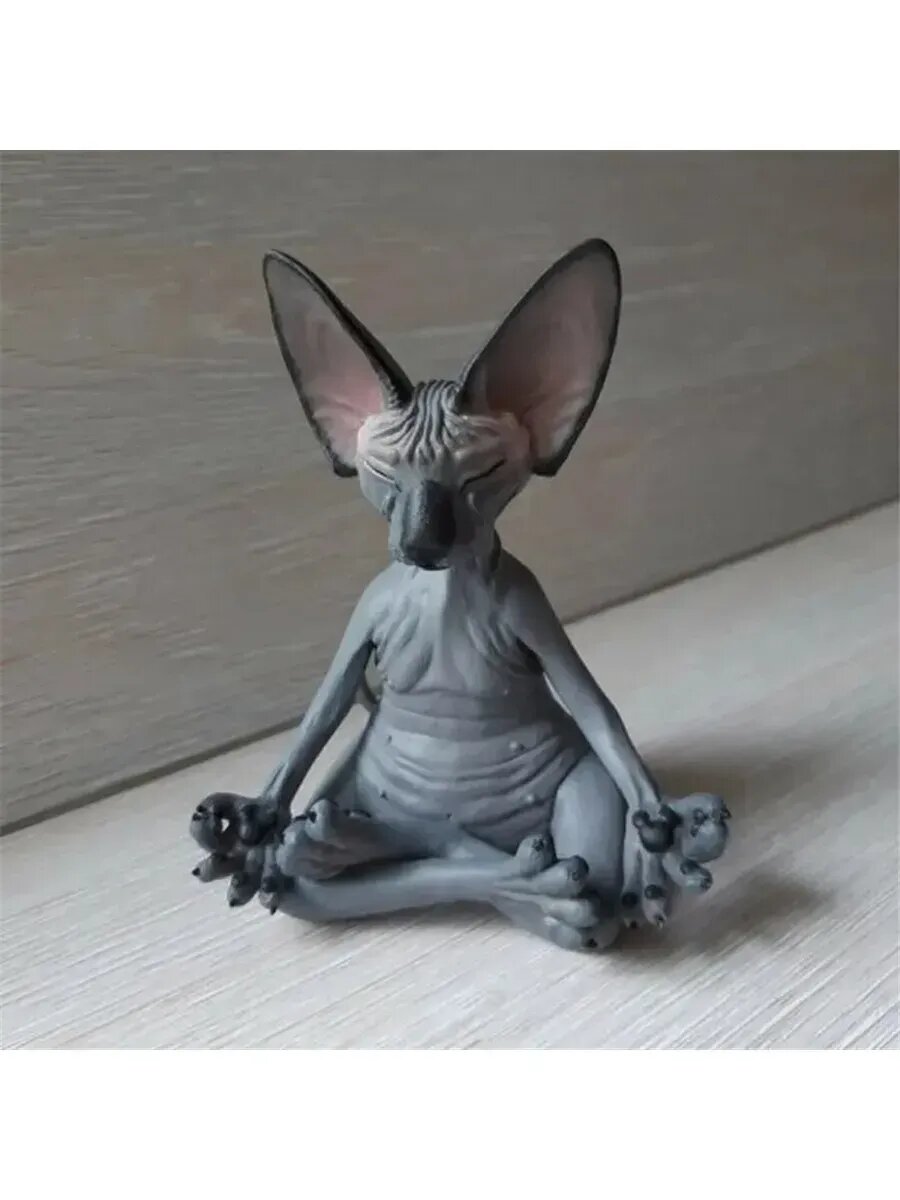 Статуэтка кота Сфинкса в позе лотоса, Кот-Будда，Статуя кота