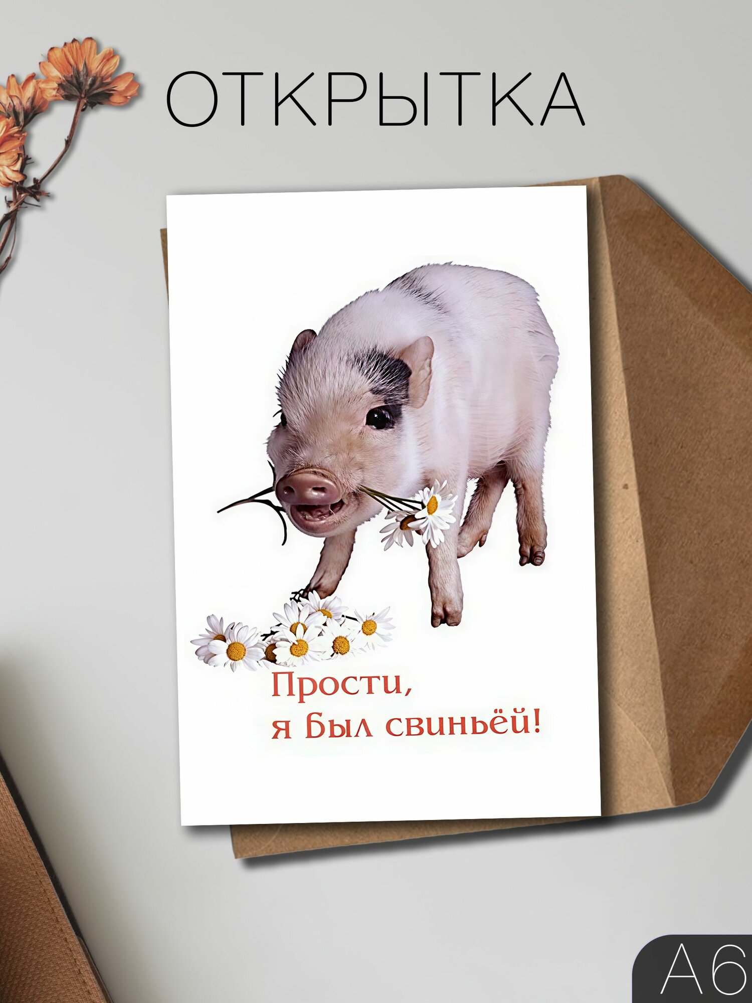 Открытка "Прости, я был свиньей"
