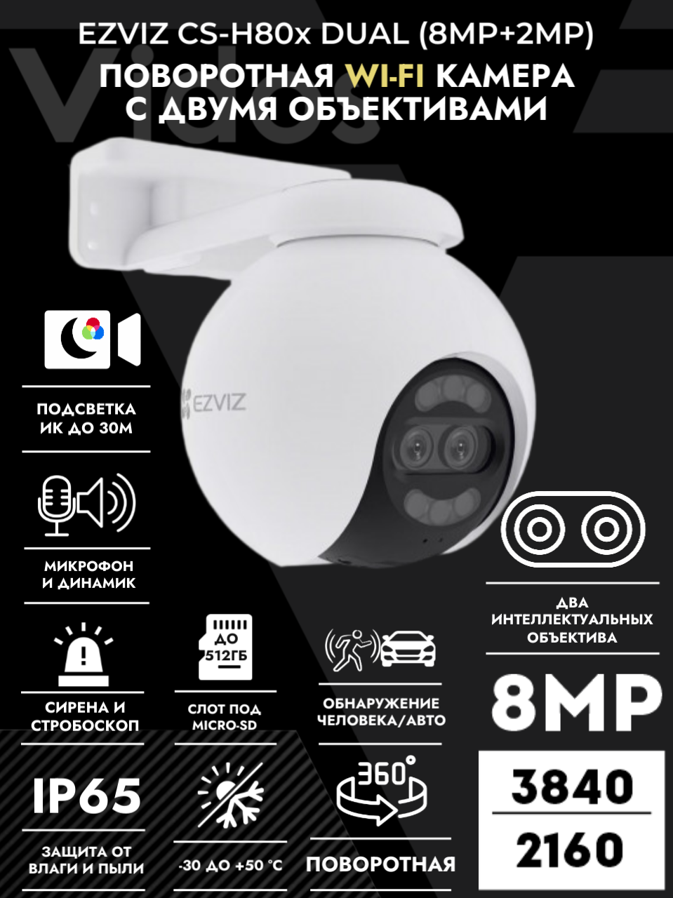 Ezviz CS-H80x DUAL (8MP+2MP) уличная IP купольная камера