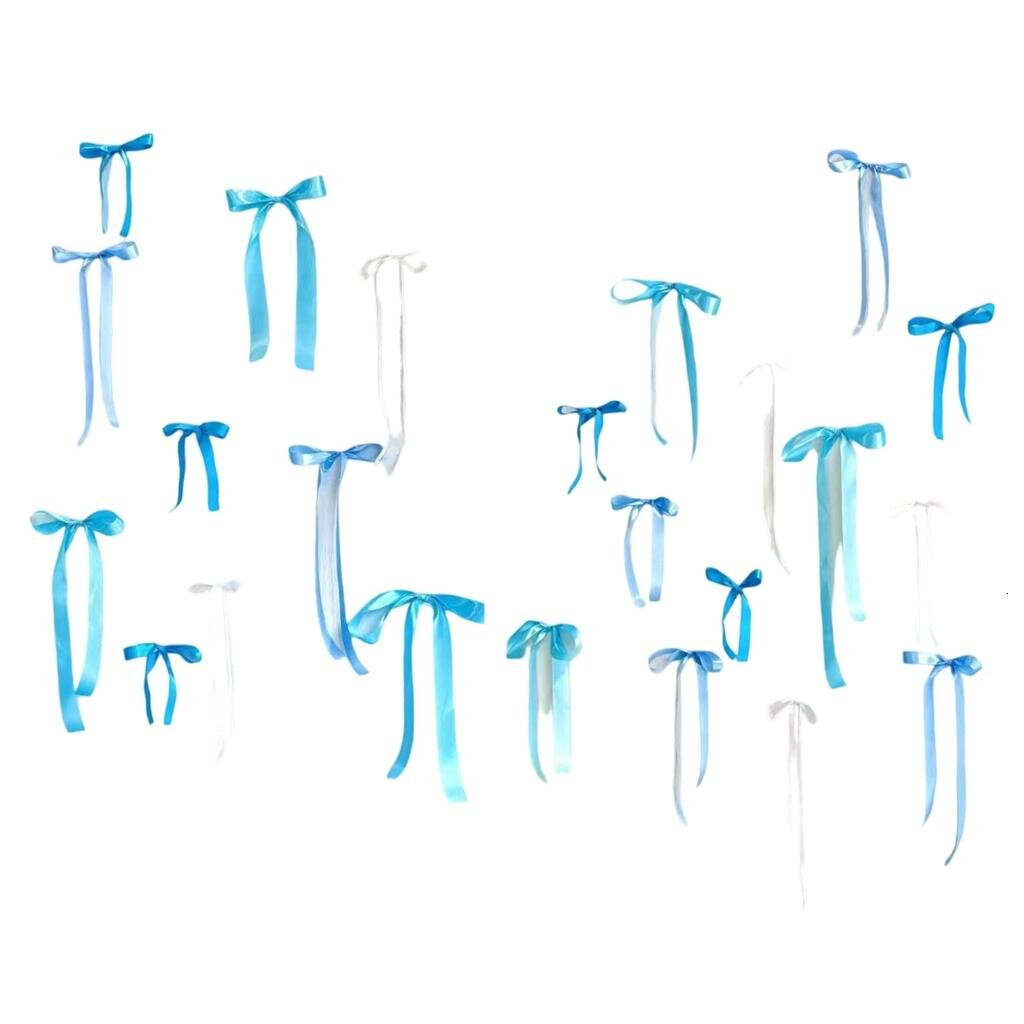 Шелковый бантик 25×9 см, 40 бантов синего цвета.