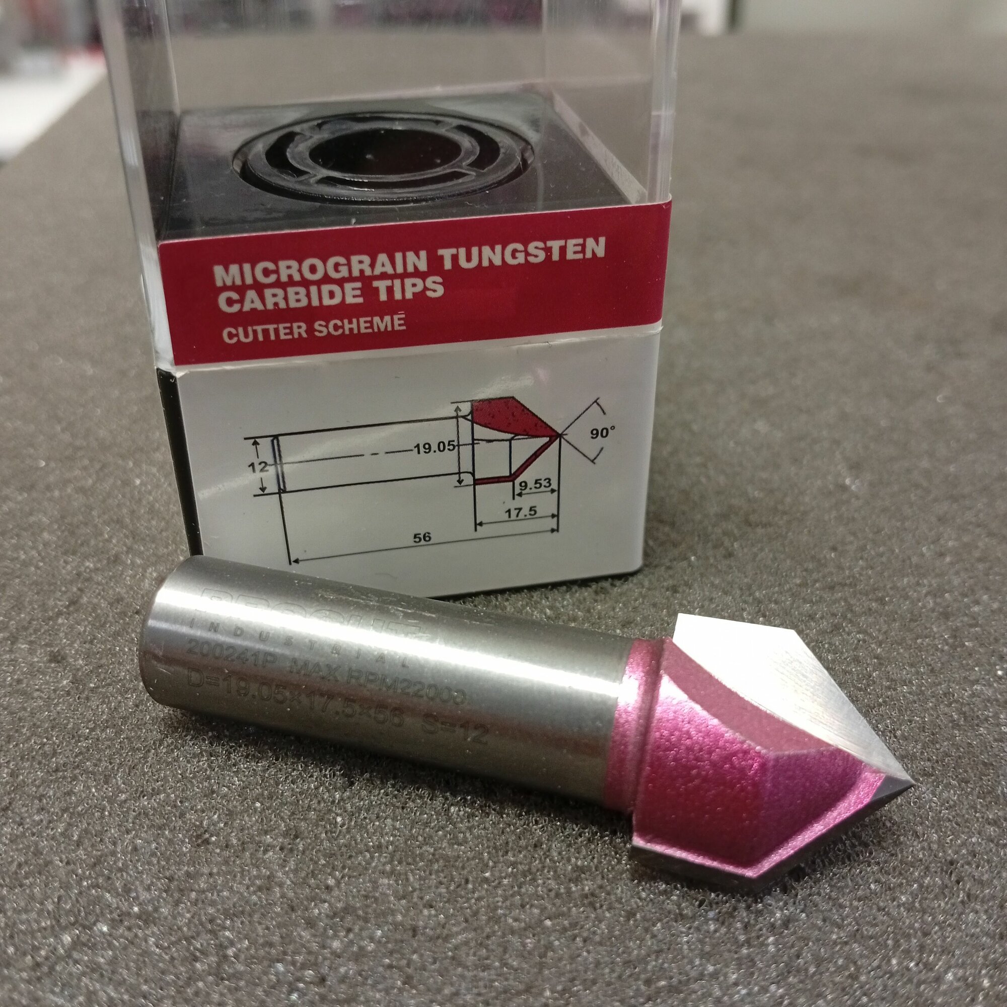 Фреза V-образная пазовая с углом 90 Z 2 D 19.05x17.5x56 S 12 PROCUT 200241P