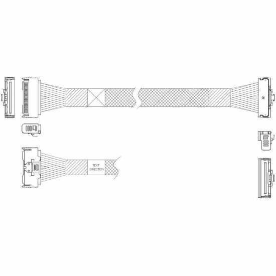 Кабель Luxshare L285MM004-SD-R Cable MCIO x8 74P (прямой Straight Type) -TO- MCIO x8 74P (угловой Right Angle) , 85 Ohm, L:80cm (CMCMC)