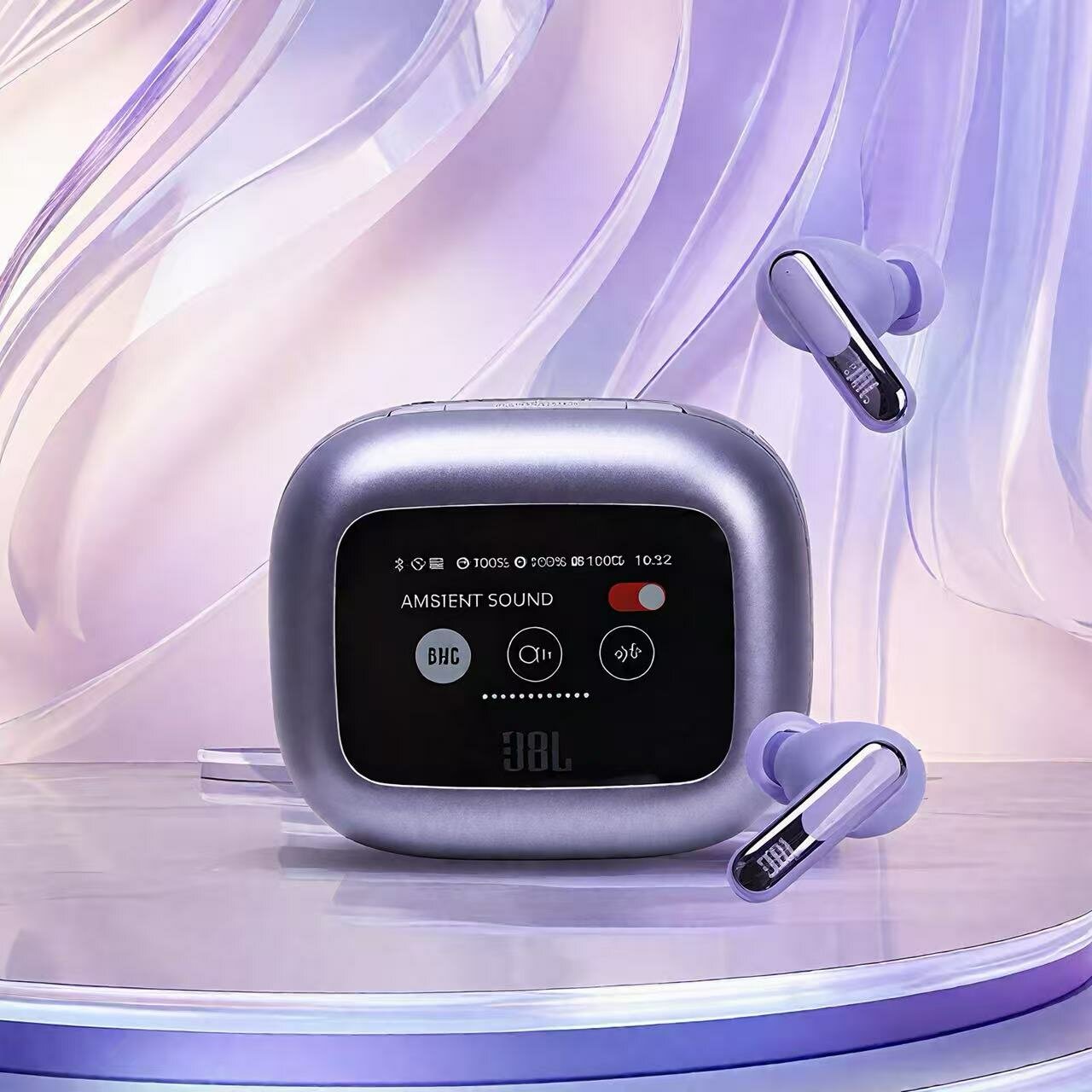 Беспроводные наушники JBL LIVE BEAM3 с шумоподавлением, спортивные, глубокий бас, фиолетовые