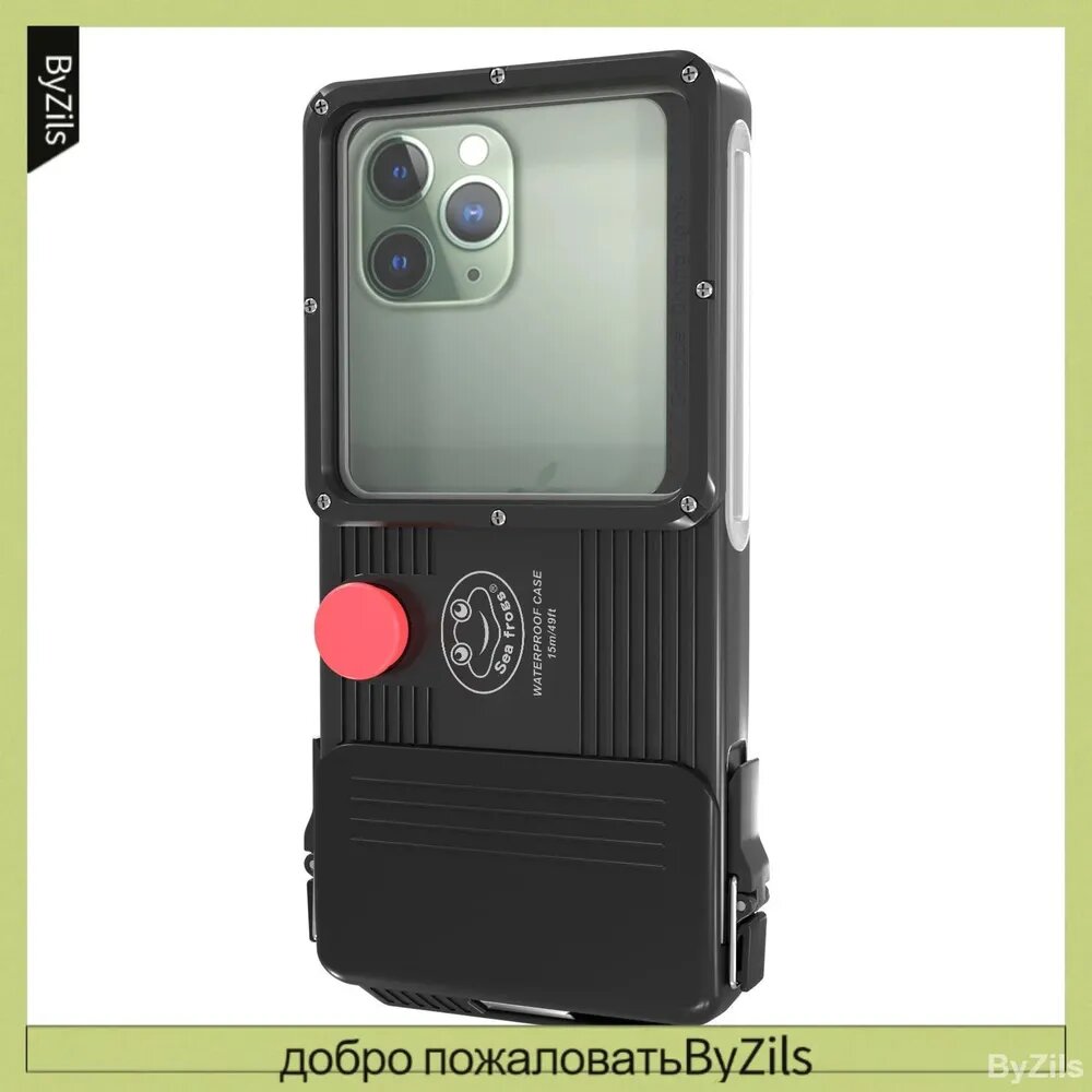 Универсальный подводный аквабокс Sea frog для смартфонов до 165х78х9 мм, для погружения до 15 метров, черный