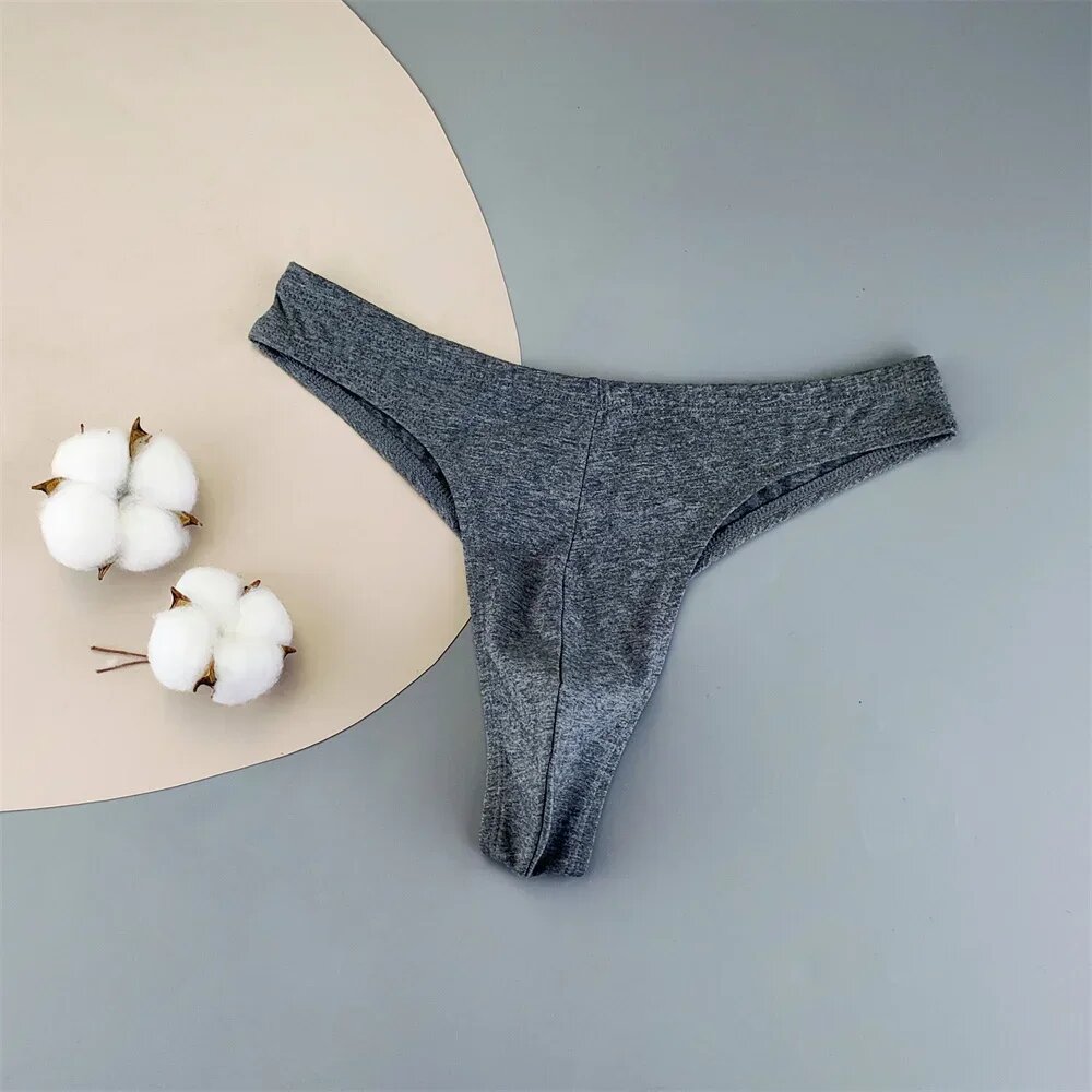 Серые мужские стринги из хлопка, XXL