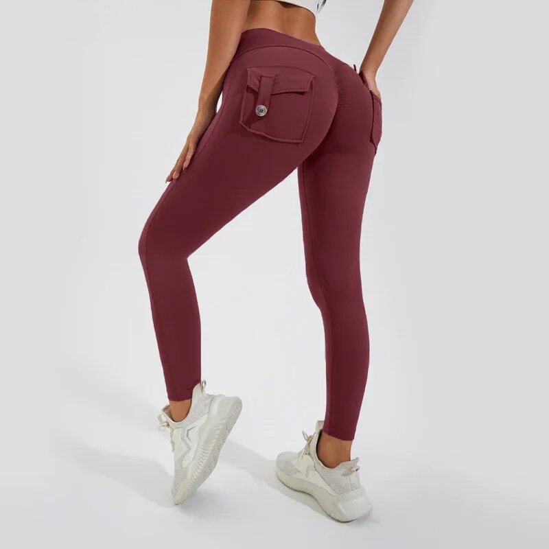Бордовые бесшовные леггинсы для йоги ZHUMU GYM, S