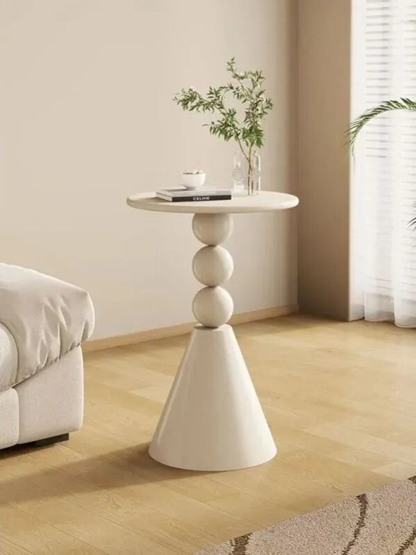Журнальный столик Demko Home, круглый, металл, бежевый, 40x40x60 см, стиль модерн