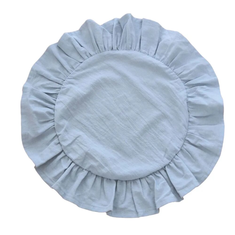 Круглые хлопковые салфетки с оборками Белый, Blue