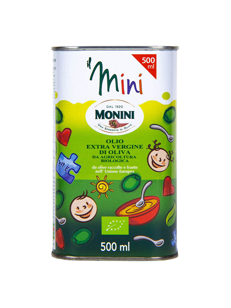 Оливковое масло Monini IL MINI BIO Extra Virgin нерафинированное органическое, 0,5 л