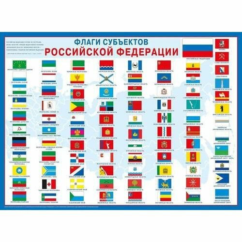 Плакат Мир поздравлений Флаги субъектов РФ, формат А2, текст