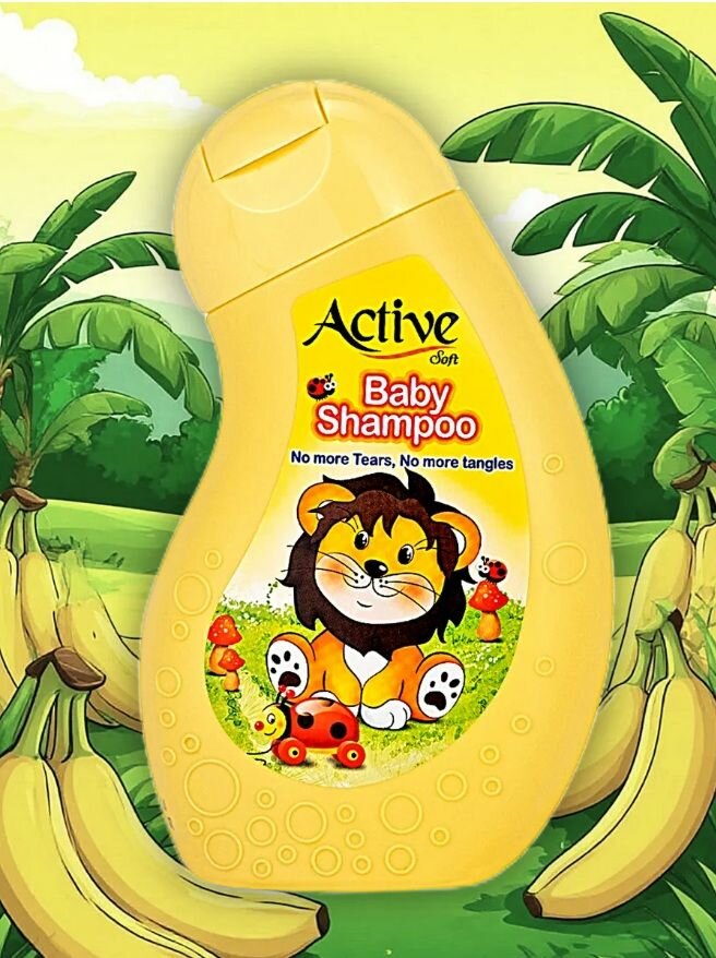 Шампунь Active "Львенок", без сульфатов, для детей 0+, гипоаллергенный, аромат банана