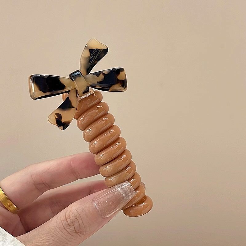 Весенне-летний милый инструмент для укладки волос с бантиком и эффектом пузырьковой косы, женская новинка 2026 года, высококачественная резинка для волос в виде телефонного провода.